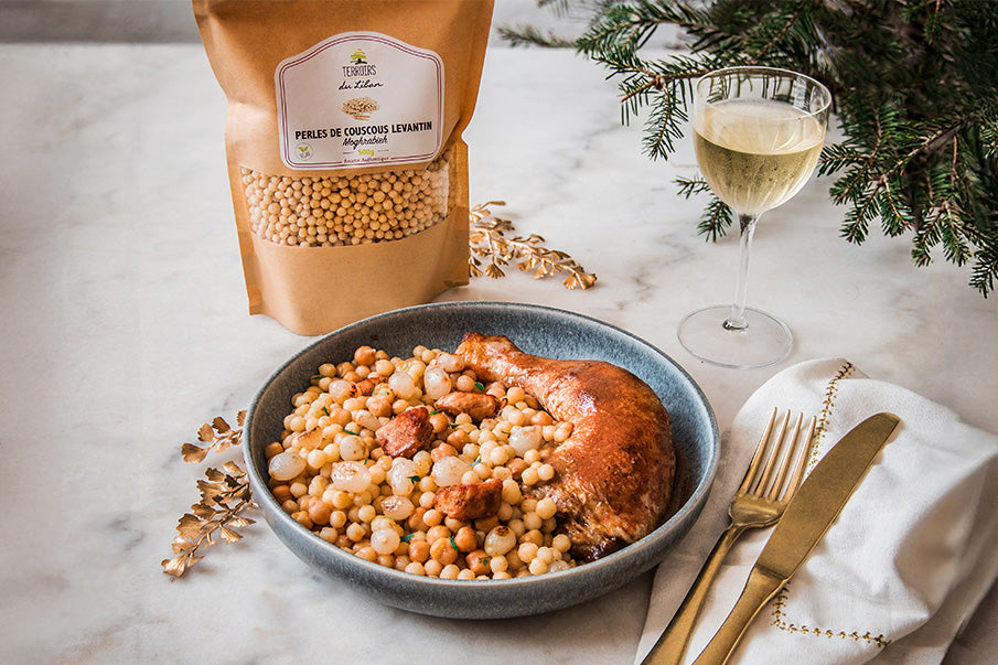 Chicken Pearl Couscous - Moghrabieh/ Lebanese Recipe – Terroirs du Liban